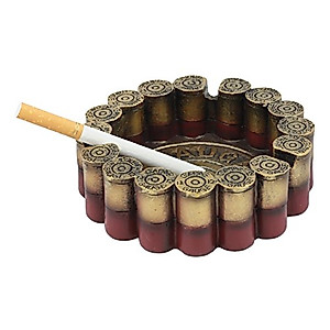 Ebros Rustic Western 12 Gauge Shotgun Shells Round Cigarette Ashtray Figurine 4.5"Diameter for Marksmen Hunting Country Old World Outdoor Lovers and Fans Decorative Ashtrays