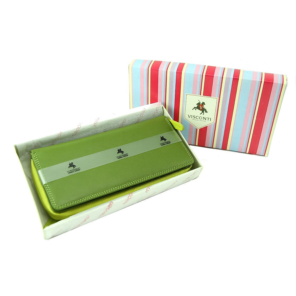 Visconti RB 55 Multi Colored Ladies Soft Leather Checkbook Wallet And Purse (Green/Yellow)