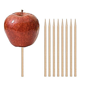 HANSGO Wooden Candy Apple Skewer Sticks, 6mm 5.25inch Natural Bamboo Skewers BBQ Caramel Apple Sticks Cotton Candy Stick Rock Candy Stick Skewer Semi Pointed Lollipop Sticks Barbecue Corn Dog