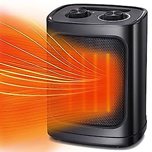 Kismile Small Space Heater for Indoor Use, Electric Ceramic Space Heater, Portable Heaters Fan for Office and Bedroom with Adjustable Thermostat ETL Listed,1500W