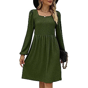Winter Dresses for Women 2024 Trendy Ladies Long Sleeve Casual Dress Green L