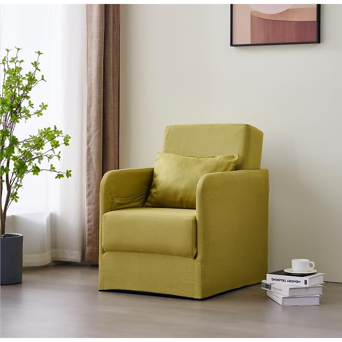 ENGERIO Folding Sofa Bed Floor Mattress 3-in-1 Convertible Sofa to Lounger Convertible Folding Sofa Bed - Sleeper Chair with Pillow for Living Room/Dorm/Guest Use/Home Office/Apartment, Single Size