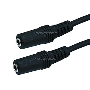 Monoprice 100667 6-Inch 3.5mm Stereo Plug/Two 3.5mm Stereo Jack Cable Black