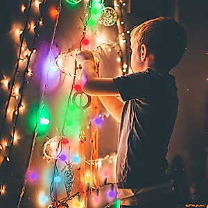 Globe String Lights Indoor Outdoor, 8 Modes Colorful Remote, USB String Lights forBedroom,Classroom,Outdoor String Lights for Patio,Garden,Party,Wedding, (6 Colorful Bulbs) (33FT USB)