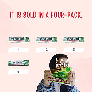 Pack of 4- Black Seed, Coconut, Tea Tree, Saffron, Peppermint- Herbal Toothpaste and Triplemint Fluoride Free