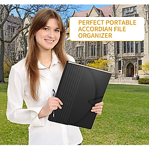 Expanding File Folder,Accordian File Organizer,24 Pockets Document Organizers Letter Size,Expandable Filing Box,Special Designed for Portable Use,Accordion Folders for Documents Storage (Rainbow)