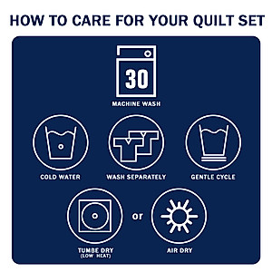 NEWLAKE Cotton Bedspread Quilt Sets-Reversible Patchwork Coverlet Set, Blue Classic Bohemian Pattern,Queen Size