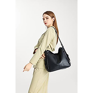 Ashioup Tote Shoulder Bags Large Concealed Carry Purses and Handbags PU Leather Hobo Crossbody Bags for Women (Black)