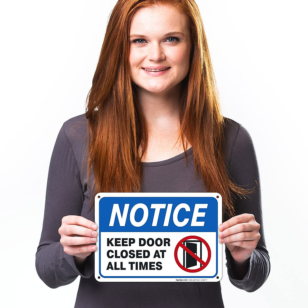 Sigo Signs, Keep Door Closed Sign, 10x7 Inches, Rust Free .040 Aluminum, Fade Resistant, Made in USA