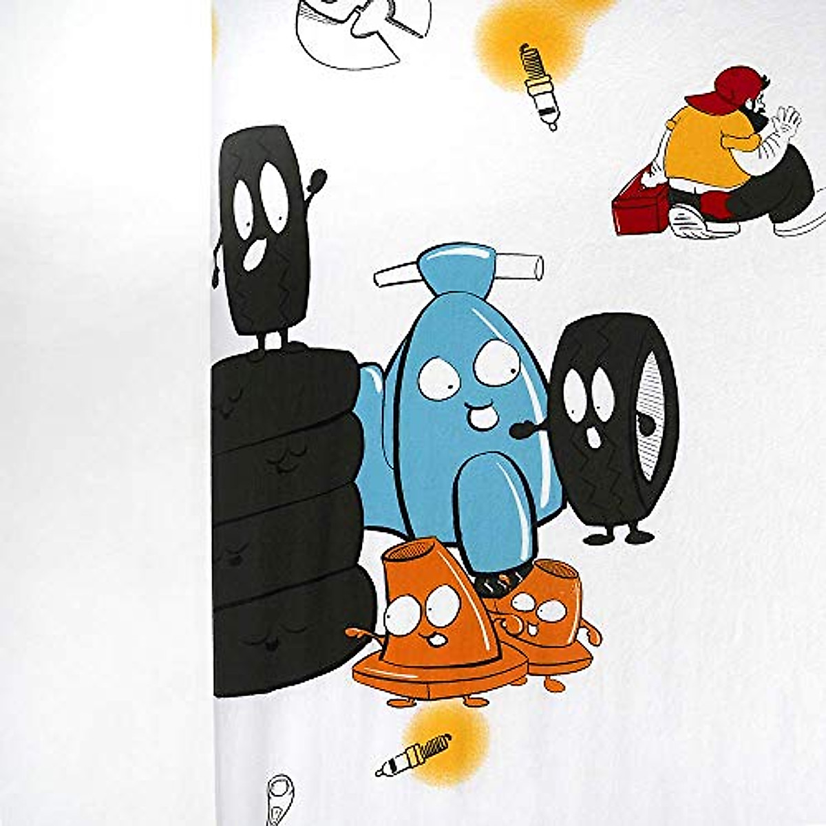 JumpOff Jo - Fitted Crib Sheet, Super Soft 100% Cotton Sheet for Standard Crib Mattresses and Toddler Beds, 28 in. x 52 in, Storytelling Designs - Jo's Garage (White)