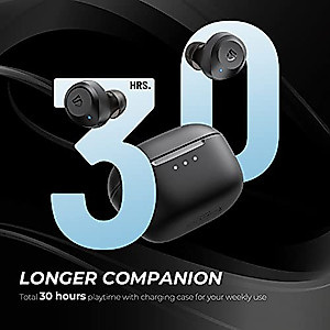 SoundPEATS T2 Hybrid Active Noise Cancelling Wireless Earbuds, ANC Earphones with Transparency Mode, Bluetooth 5.1 in-Ear Headphones, 30 Hours Playtime, USB-C Quick Charge, Stereo Sound, 12mm Driver