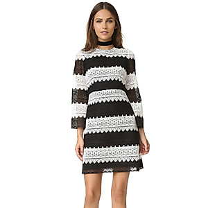 Jill Jill Stuart Women's 3/4-Sleeve Lace Two-Tone Dress, Black/White, 6