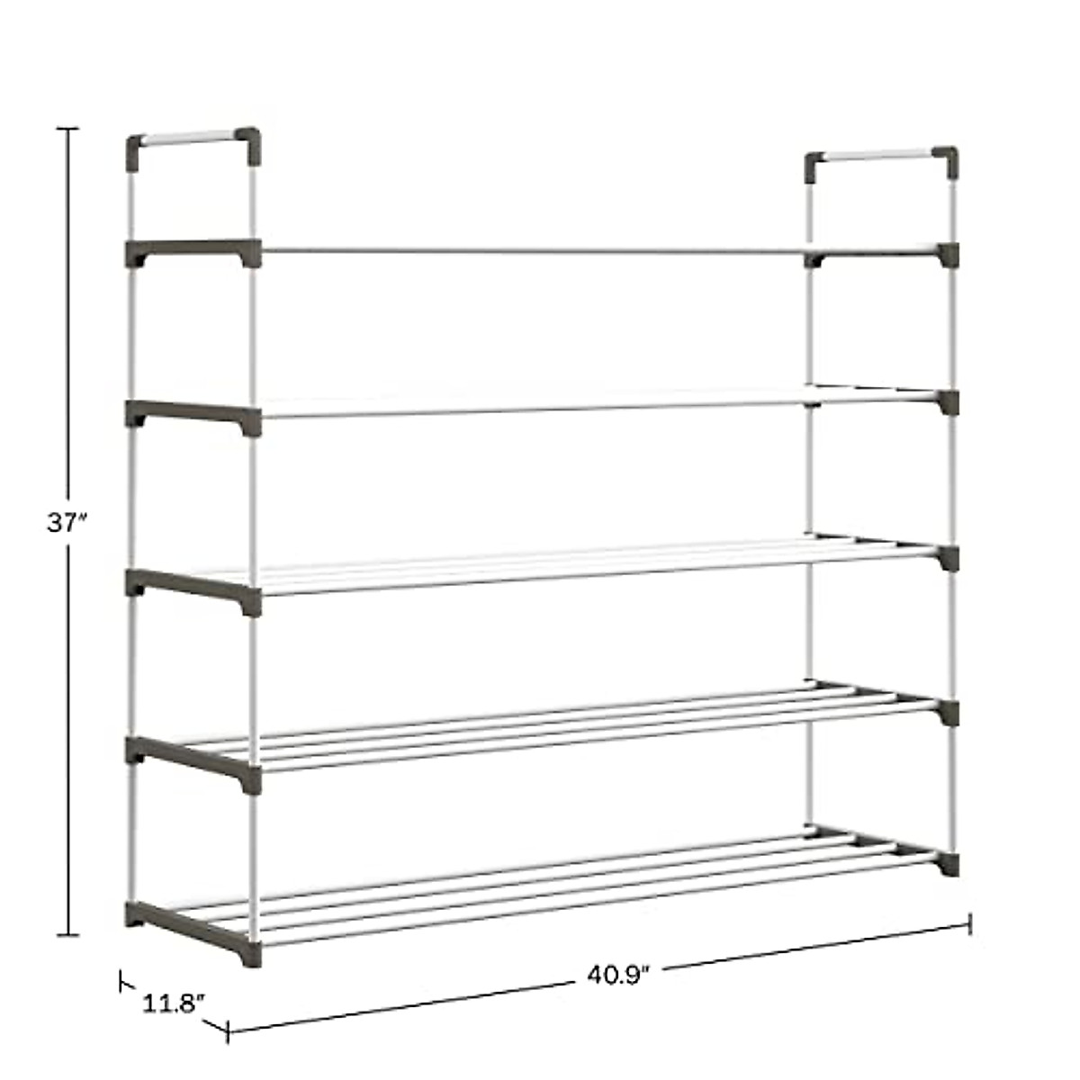Home-Complete Shoe Rack – 5-Tier Shoe Organizer for Closet, Bathroom, Entryway – Shelf Holds 25 Pairs of Sneakers, Heels, and Boots (White)
