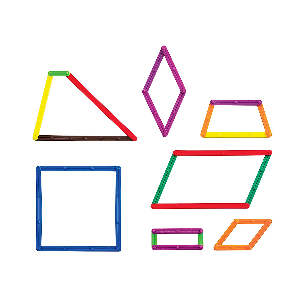 LEARNING ADVANTAGE GeoStix Basic Set - 80 Construction Sticks - 24 Activity Cards - 2 Protractors - Build 2D Shapes and Measure Angles - Teach Geometry with Construction