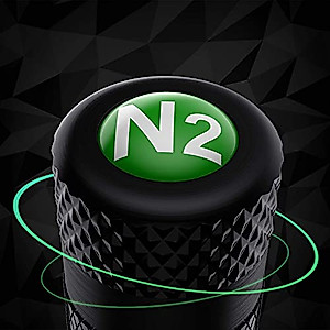 CKAuto 4 Pcs Aluminum Tire Valve Stem Caps with N2 Nitrogen Logo, Universal Stem Covers for Cars, SUVs, Bike and Bicycle, Trucks, Motorcycles | TPMS Safe | Corrosion Resistant | Dust Proof, Black