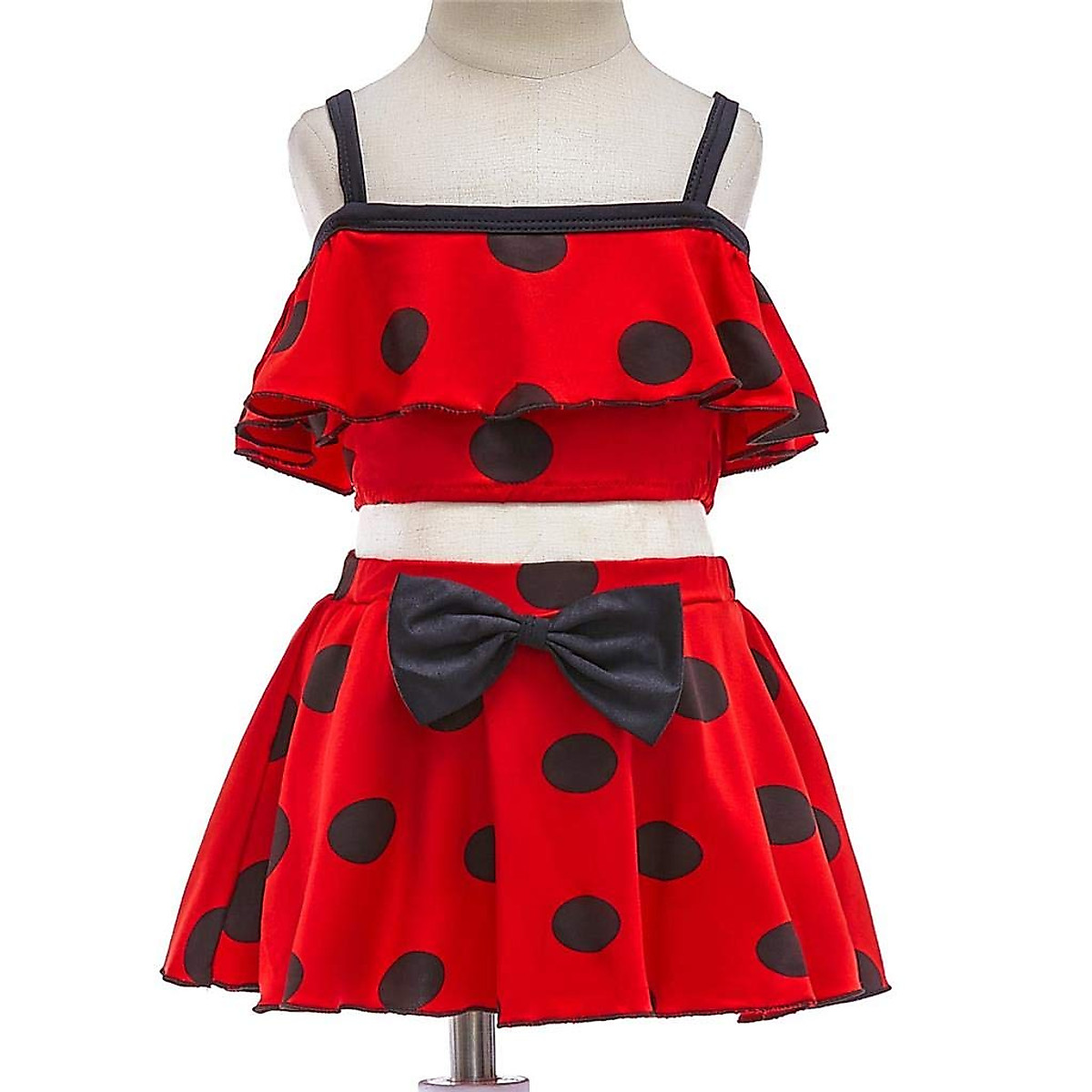 Lito Angels Toddler Girls Ladybug Polka Dots Swimsuit Bathing Suit Poolside Swimwear Tankini Two Piece Set Size 4T