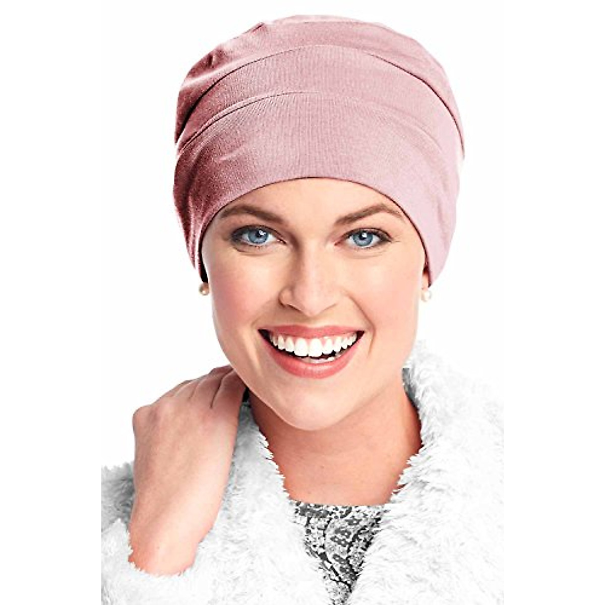 Headcovers Unlimited Three Seam Cotton Sleep Cap-Caps for Women with Chemo Cancer Hair Loss Pink Blush