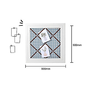 Blue Grid Fabric Memory/Memo Bulletin Board for Nursery Room Kids Room Decor Checked Baby Toddler Boy Room Decorative Memo Pad 19.7 x 19.7 Inches