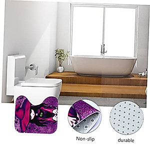 Zerodeko 3pcs Toilet Seat Three Piece Set Toilet Floor Mat Shower Curtain Set Toilet Cover Seat Toilet Floor Mat Set Toliet Cover Toilet Seat Cover Purple Halloween Polyester (Polyester