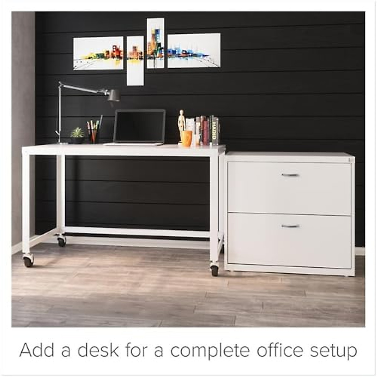 Hirsh Home Office Style Lateral Metal File Cabinet 30 in. Wide 2 Drawer White, Fully Assembled