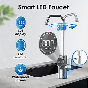 Waterdrop D6 Reverse Osmosis System with WD-MNR35 Remineralization Filter, Tankless, 600 GPD, 2:1 Pure to Drain, Smart LED Faucet, Reduce TDS, High Flow, USA Tech Support, Bundle