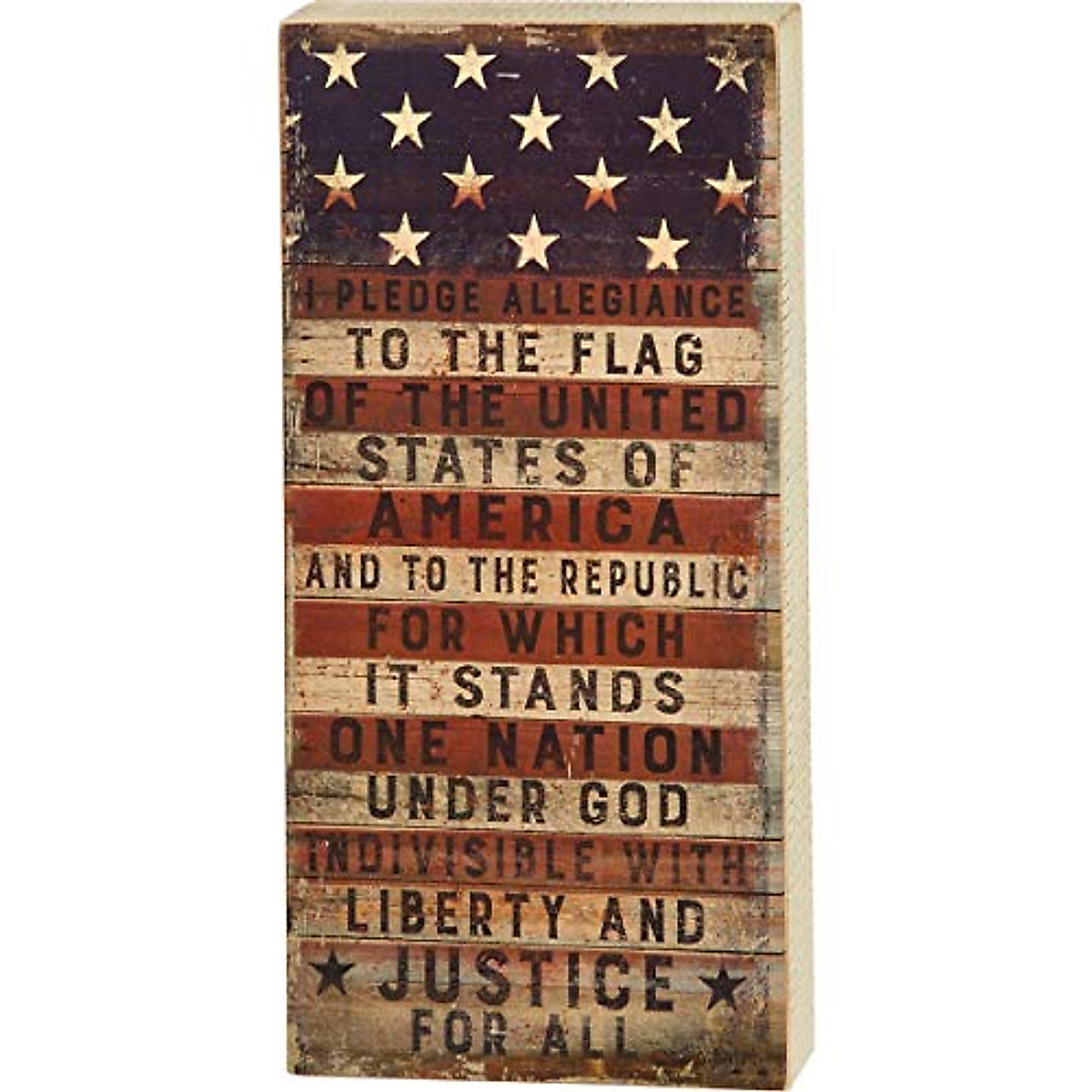 Primitives by Kathy 31558 Rustic Patriotic Box Sign, 9 x 18-Inches, Pledge to The Flag