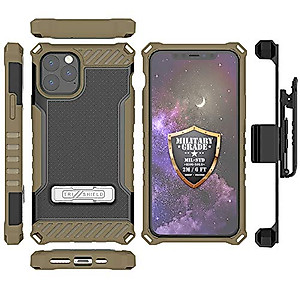 BEYOND CELL Tri-Shield Phone Case Compatible with iPhone 11 Pro (2019) 5.8” only, Military Grade Drop Tested, Shockpoof High Impact Rugged Armor Cover with Metak Kickstand, Belt Clip Holster