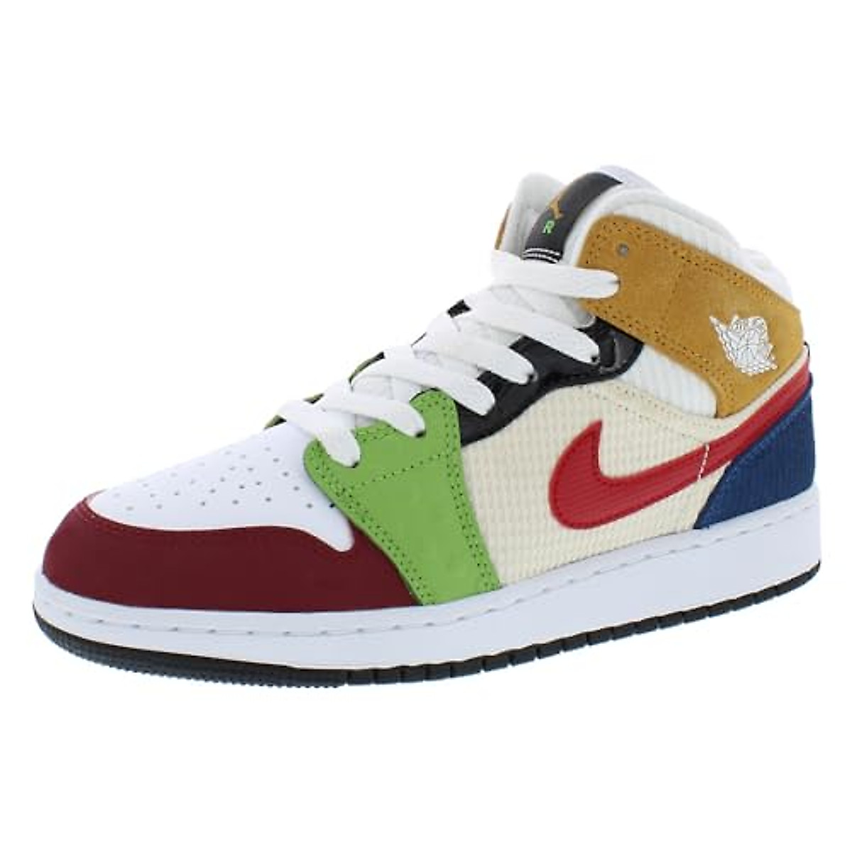 Nike Air Jordan 1 Mid GS White/Gym Red-Black DR6957 100 (us_Footwear_Size_System, Big_Kid, Men, Numeric, Medium, Numeric_4)