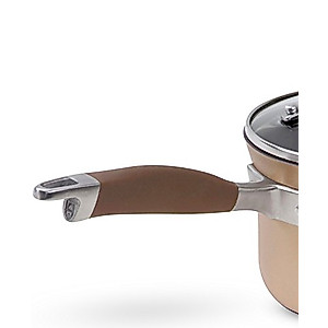 Anolon Advanced Bronze Hard-Anodized Nonstick 3-Quart Covered Straining Saucepan with Pour Spouts