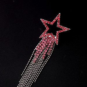 Valentine's Day Earrings Women’s Tassel Earrings Star Ear Stud Pave Crystal Dangle Earrings Boho Waterfall Beaded Fringe Drop Earring (pink)