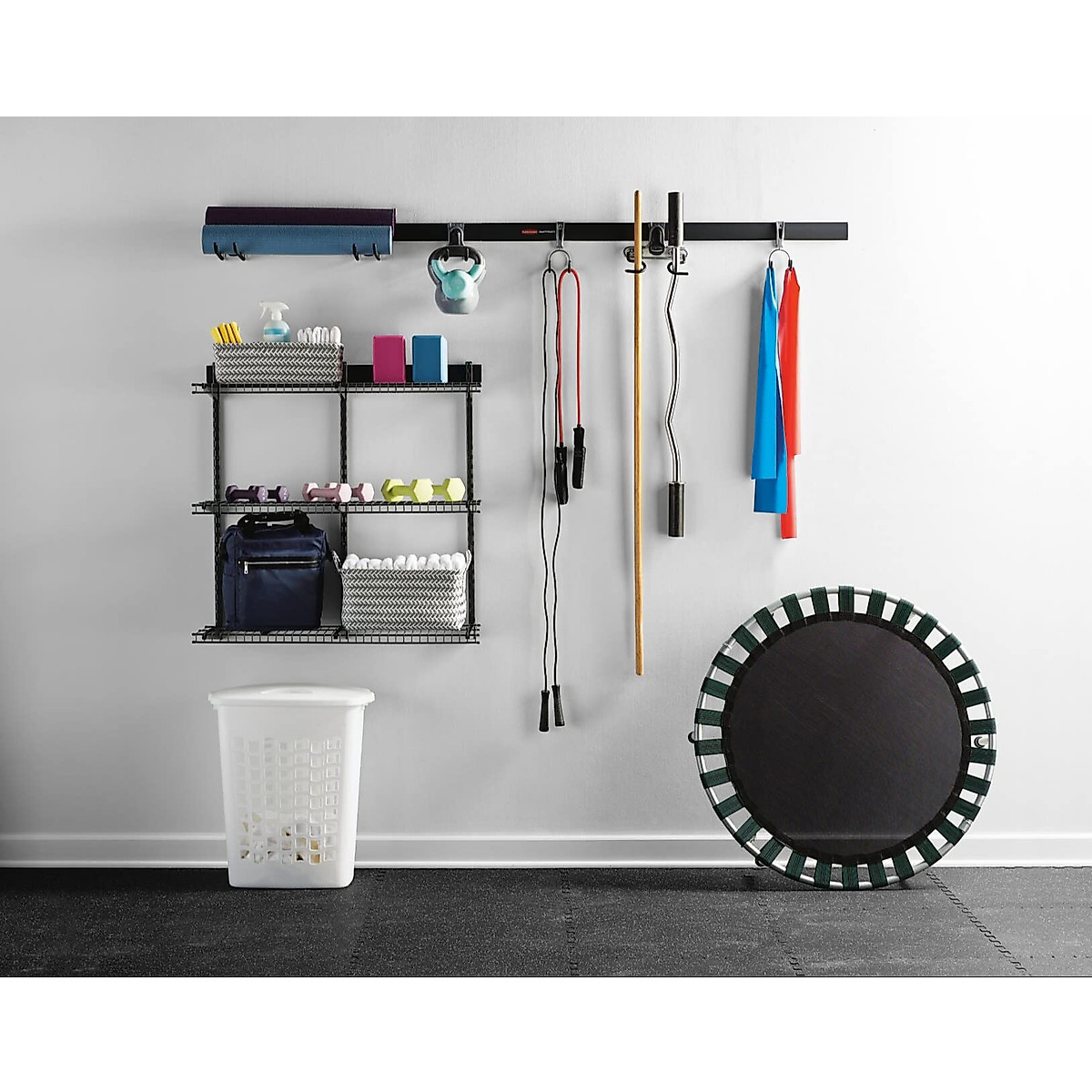 Rubbermaid FastTrack Wall Mounted Storage and Organization System Rail for Home and Garage, Horizontal 48", Holds up to 1,750 pounds, Black, Perfect for Yard Tools/Sports Equipment/Ladders