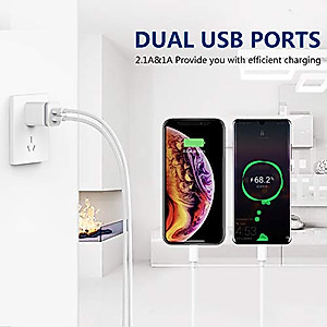 LUOATIP USB Wall Charger, 5-Pack 2.1A/5V Dual Port USB Cube Power Adapter Charger Plug Charging Block Replacement for iPhone Xs/XR/X, 8/7/6 Plus, Samsung, HTC, LG, Moto, Android Phones