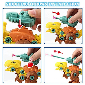 Defrko 3 Pack Take Apart Dinosaur Toys for Kids with Missile Fire, Shooting Dinos Toddler DIY Building Dinosaur Figures, Educational STEM Toys with Screwdrivers for Boys and Girls