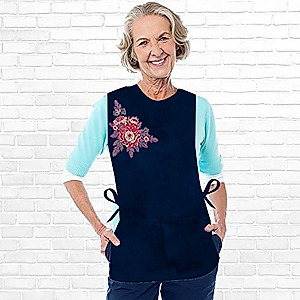 Classy Pal Cobbler Aprons for Women with Pockets, Plus Size Apron, Cleaning Smock for Artist, Nail Tech, Teacher & Hair Stylist, Mandiles Para Mujer (Navy)