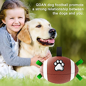 QDAN Dog Toys Football, Interactive Dog Toys for Tug of War,Superbowl Football Party Decorations Favor, Dog Water Toy, Durable Dog Balls for Small & Medium Dogs(8 inch)