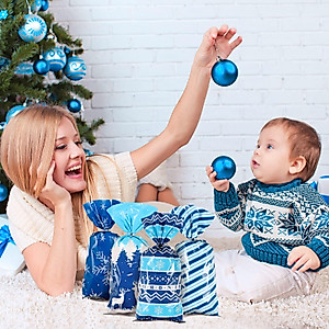 120 Pieces Winter Cellophane Candy Bags Winter Snowflake Plastic Cookie Cello Bags Blue Snowflake Theme Holiday Goodie Treat Bags with 100 Twist Ties for Birthday Baby Shower Party Favor Supplies