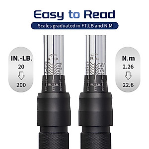 UYECOVE 1/4-Inch Drive Click Torque Wrench 26pcs Set, 20-200in.lb/ 2.26-22.6Nm, Bike Torque Wrench Set with Extension Bar Adaptor & Sockets, High Accuracy Dual-Direction Reversible