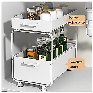 HytTer Sinks Under Sink Organizers,Kitchen Cabinet Organization,2 Tier Cabinet Shelf and Bathroom Organizer Rack for Kitchen Spices Cleaning Supplies Cosmetics/Black