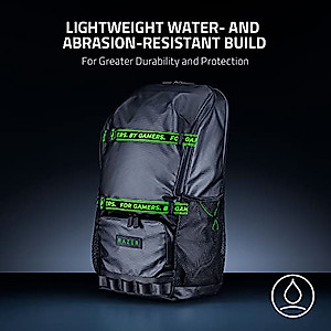 Razer Scout 16" Gaming Laptop Backpack: Lightweight Travel Carry On Computer Bag - Water Resistant - Fits 16 inch Notebook - Black