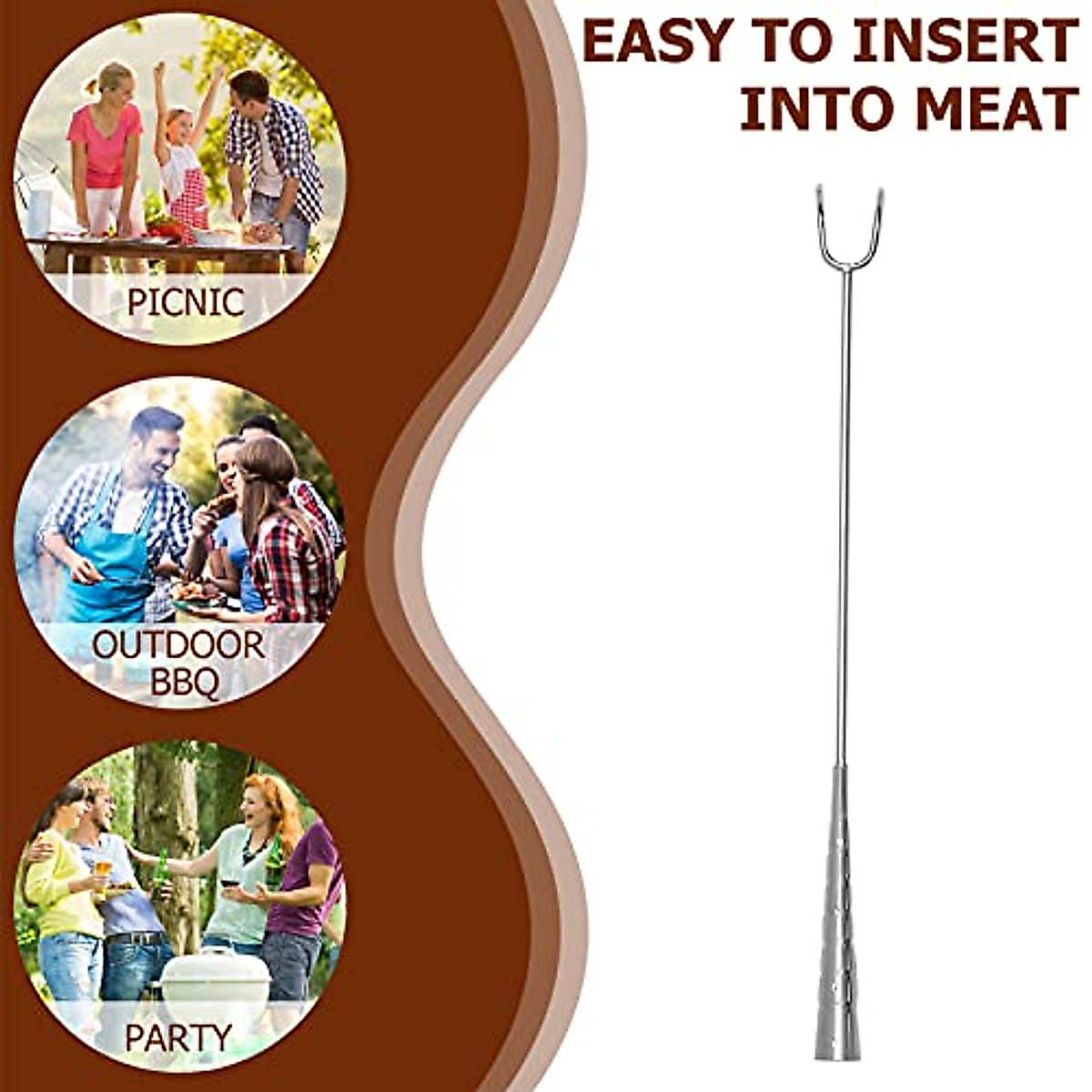 YARDWE Barbeque Grill Meat Hook Stainless Steel Double Hooks Roast Duck Hook Bacon Hams Meat Processing Butcher Hook Hanging Drying BBQ Grill Hanger Cooking Smoker Hook Tool Clothes Rack Heavy Duty