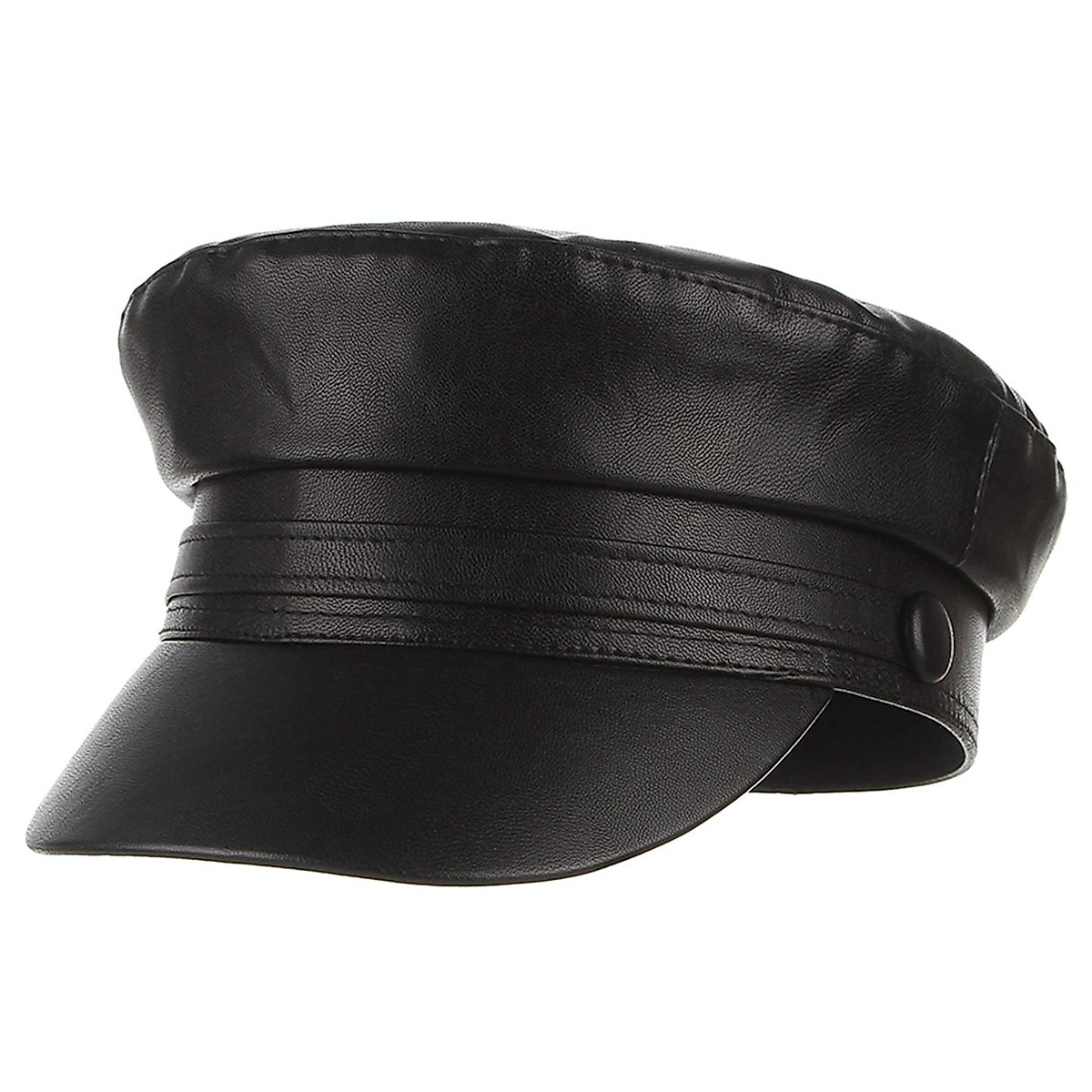 EOZY Women Fashion Newsboy Cap Black PU Leather Cabbie Sailor Fiddler Bakerboy Flat Gatsby Visor Beret Autumn Spring Winter Hats 57cm