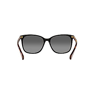 Ralph by Ralph Lauren Women's RA5293 Square Sunglasses, Shiny Black/Polarized Gradient Brown, 56 mm