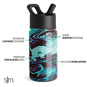 Simple Modern Kids Water Bottle with Straw Lid | Insulated Stainless Steel Reusable Tumbler for Toddlers, Girls, Boys | Summit Collection | 14oz, Typhoon Geode