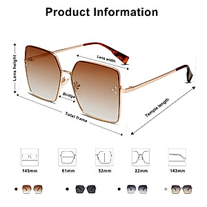 SOJOS Trendy Square Sunglasses Womens Big Oversized Designer Style UV Protection Sunnies Shades SJ1170