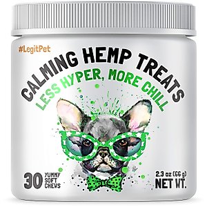 Calming Hemp Treats for Dogs Made in USA with Organic Hemp Natural Separation Aid Helps with Barking, Chewing, Thunder, Fireworks, Aggressive Behavior Soothing Stress Relief Natural Relaxation