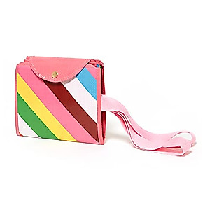 ban.do Foldable Market Tote, Reusable Grocery Bag with Shoulder Straps, Large Tote for Beach, Produce, or Shopping (Rainbow Stripe)