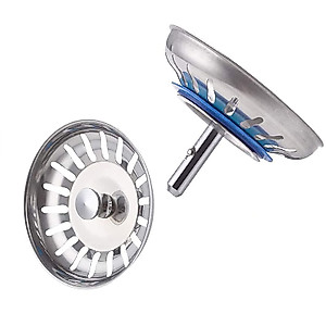 Sink Strainer Plug Kitchen Waste Stopper, 304 Stainless Steel Sink Plug Basket for Kitchen Bathroom Home Office Hotel, Diameter 80mm-2PCS