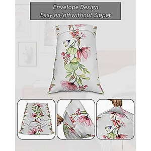 Edwiinsa Red Teal Spring Floral Pillow Covers King Standard Set of 2 20x36 Bed Pillow, Farmhouse Summer Flowers Plush Soft Comfort for Hair/Skin Cooling Pillowcases with Envelop Closure