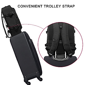 Rangeland Lightweight Travel Backpack Hiking Daypack Laptop Bookbag, 17L Carry-on Personal Item Weekender Overnight Bag Unisex, All Black