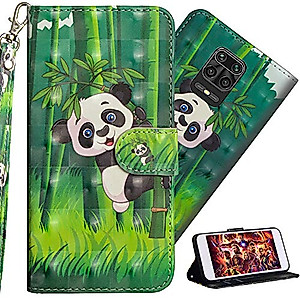 ISADENSER Redmi Note 9 Pro Case Redmi Note 9S Case for Women [Wallet Stand] With Credit Cards Slot Cash Pockets Flip Leather PU Wallet Case for Xiaomi Redmi Note 9 Pro Max / Note 9S 3D Bamboo Panda YX